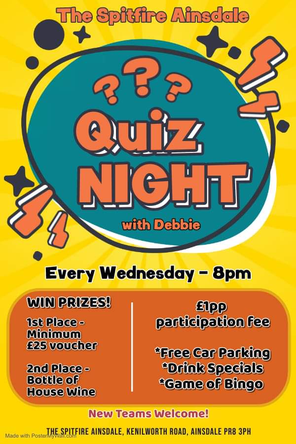 Weekly Paper Quiz and Bingo flyer with Debbie, Wednesday 1st January ...