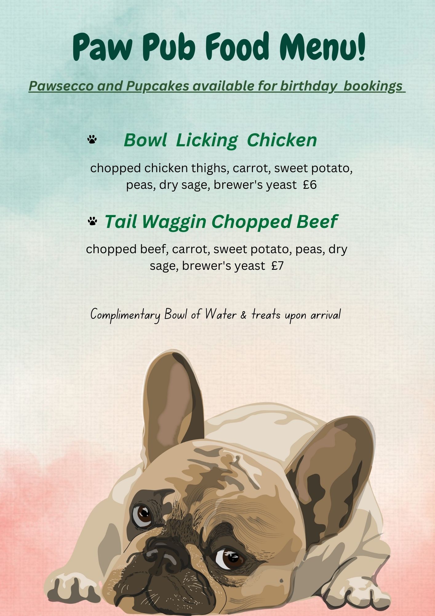 Dog Menu, Friday 25th October - Grafton Kentish Town - London