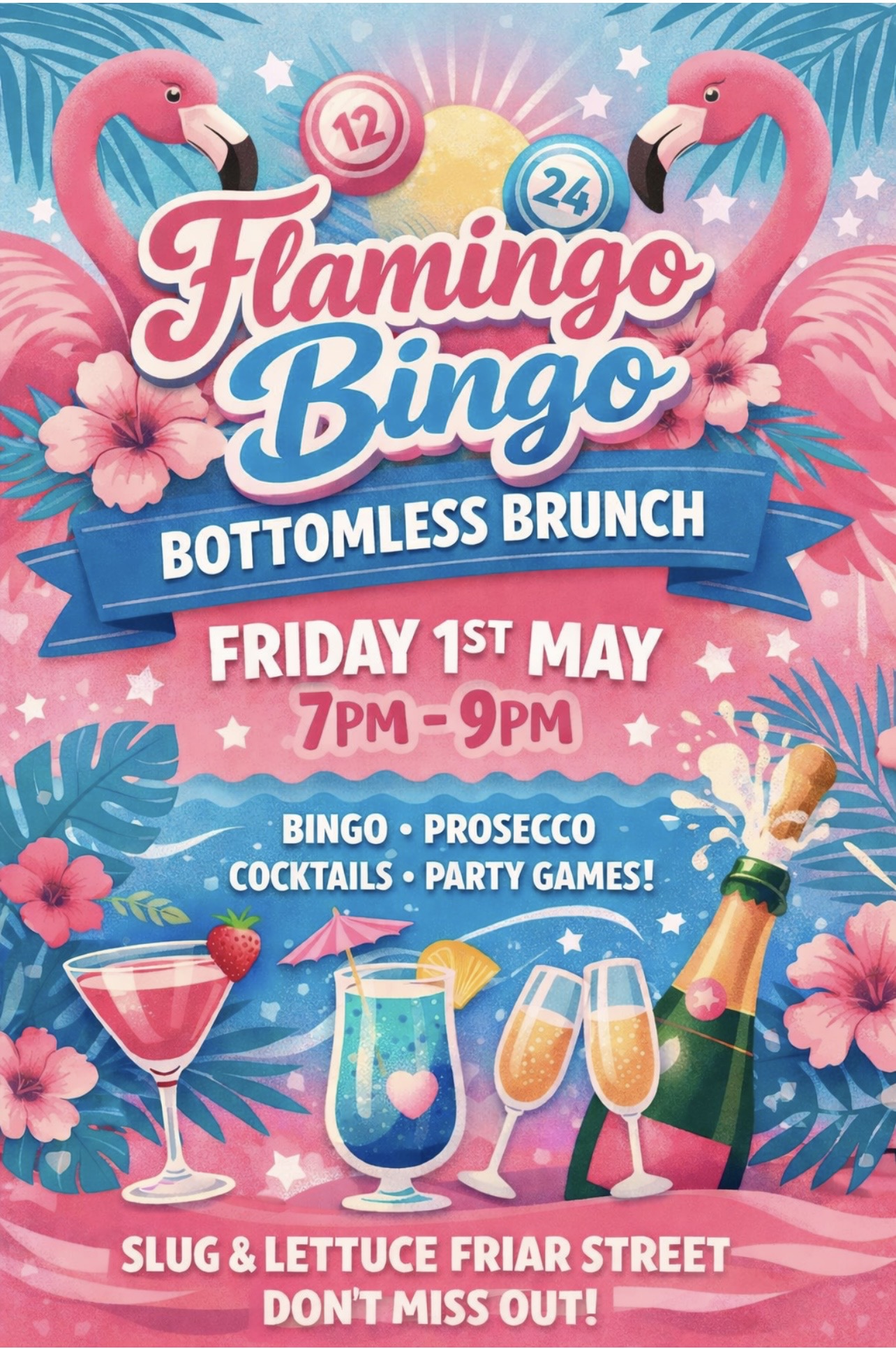 Flamingo Bingo Bottomless Brunch - Slug and Lettuce Friar Street Reading